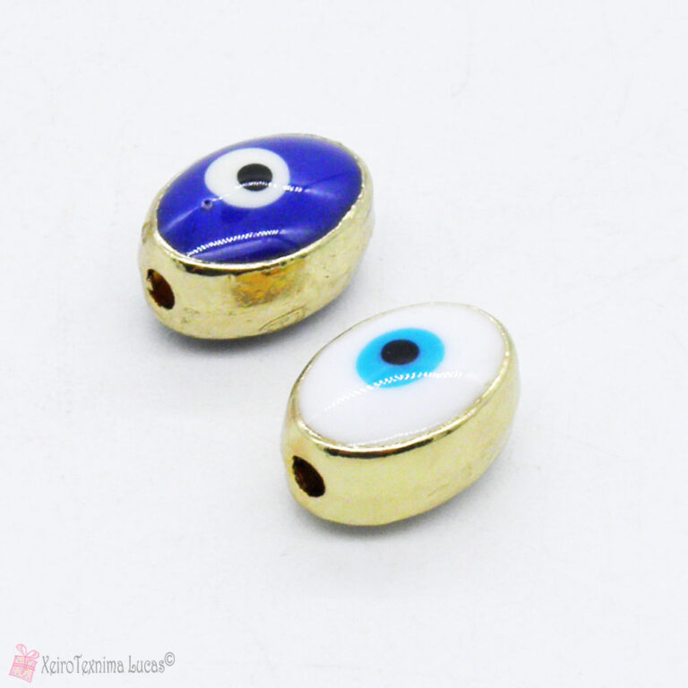 Μεταλλική χάντρα μάτι με σμάλτο 10*5*4mm - XeiroTexnima Lucas
