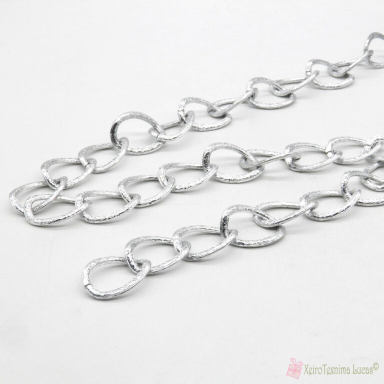 Ασημί αλυσίδα αλουμινίου 32*23*3.8mm - XeiroTexnima Lucas